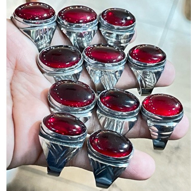 MERAH SIAM PLAIN RED STONE RING WITH MONEL TIE 1 KODI | Shopee Malaysia