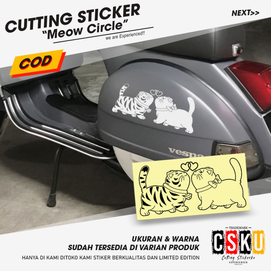 Cutting Sticker Meow Cute Variations of Motorcycle Car Bicycle Electric ...