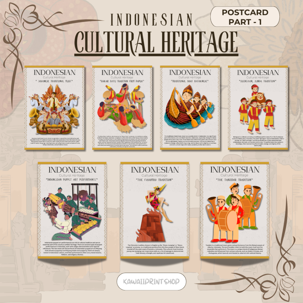Indonesian Cultural Heritage Postcard | Indonesian Traditional Postcard ...