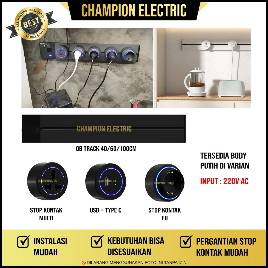 Socket & Rail Plug Socket Electrical Terminal Power Track Socket Long ...