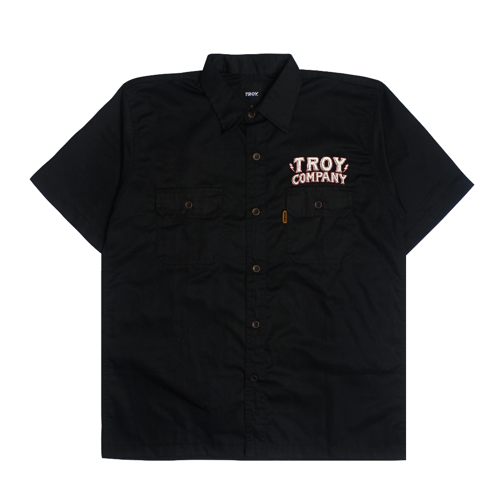 HITAM KEMEJA Troy Company Work Shirt Workwear Black Electric Twins ...