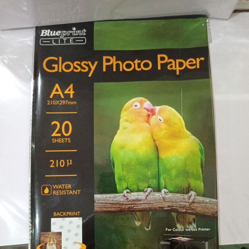 GLOSSY A4 210GSM PHOTO PAPER BLUEPRINT BRAND PER PACK OF 20 LBR ...