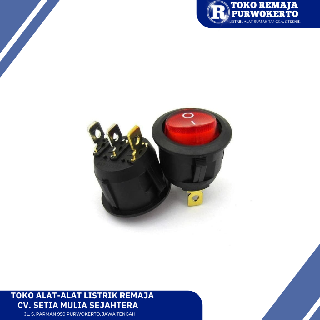 MERAH On/off Rocker Switch Red Round 3 Pin Foot + Gaxindo Light ...