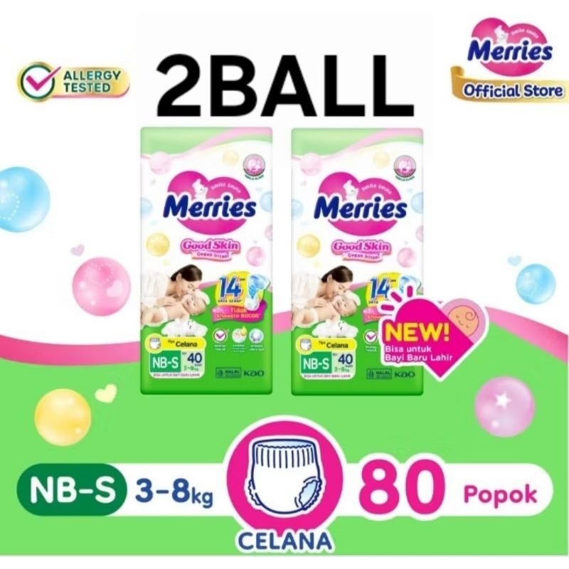 Merries Good Skin panst Baby Diapers NB-S 3-8kg contains 40 pieces TWIN ...
