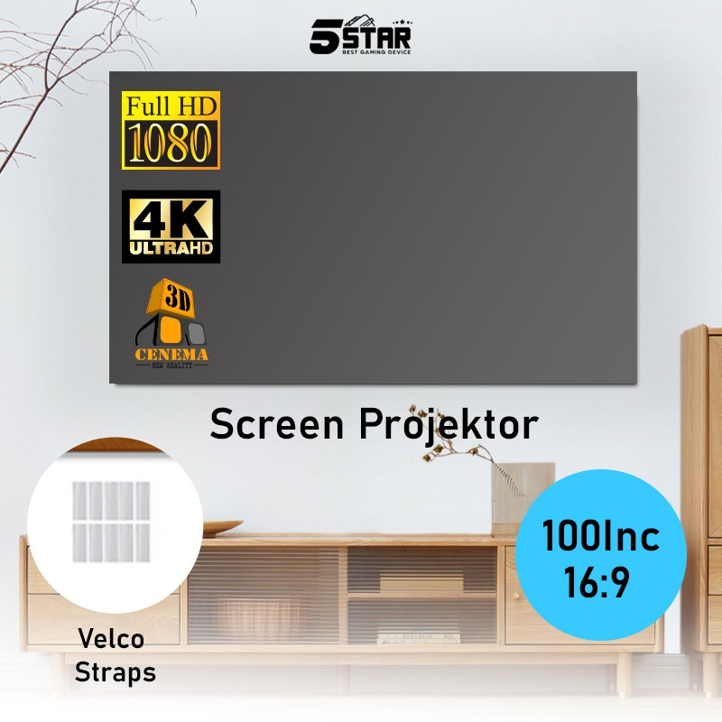 LAYAR 5star Gaming - 4K HD Projector Screen Cloth Anti-light Ambient ...