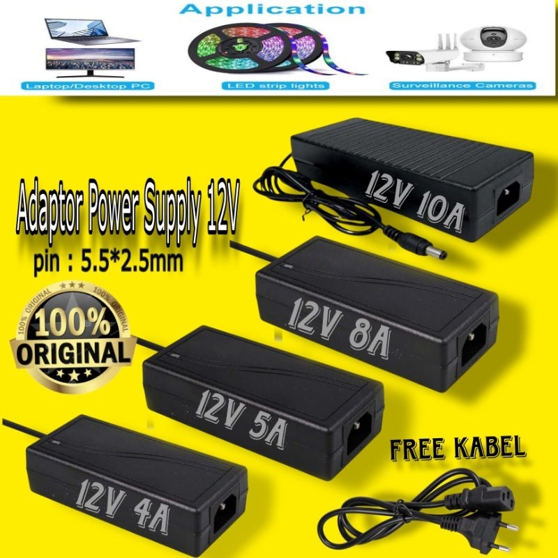 Power Adapter CCTV CAMERA DVR 12V 10A 8A 5A 4A 3A AMPERE CHARGER AC ...