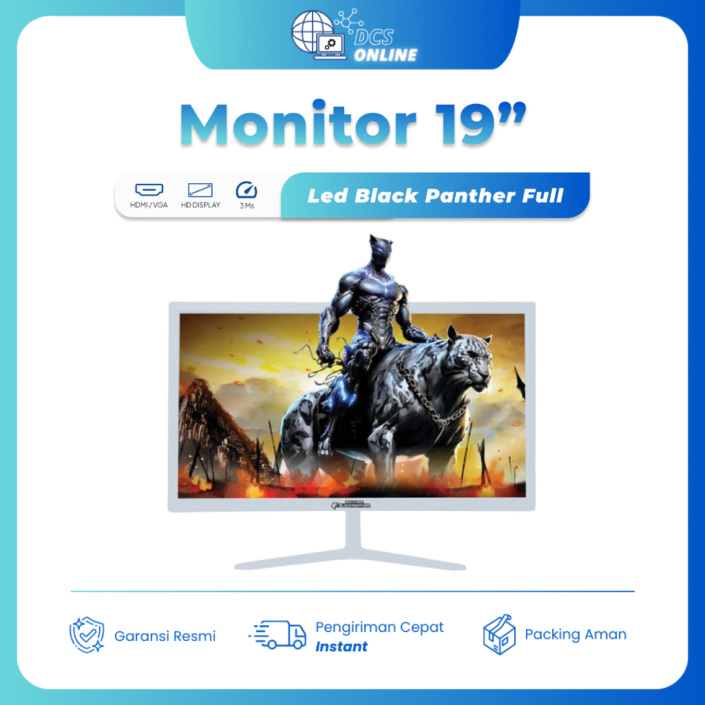 PUTIH Led Monitor Black Panther Full Hd 19 Inch White Hdmi Vga 1 Year ...