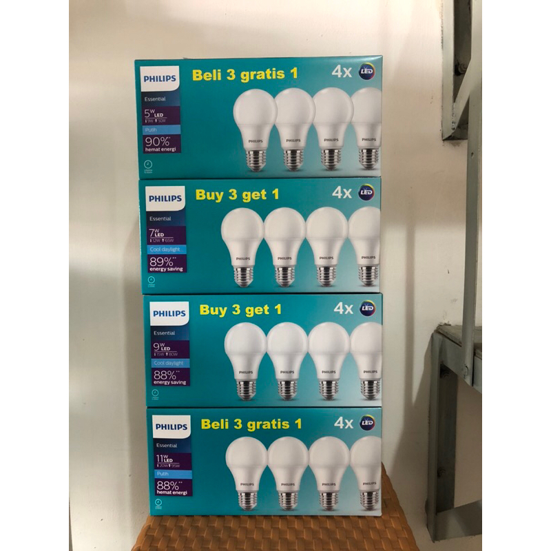 Philips Essential LED Bulb Buy 3 Get 1 free / 3 free 1 - 5w 7w 9w 11w ...