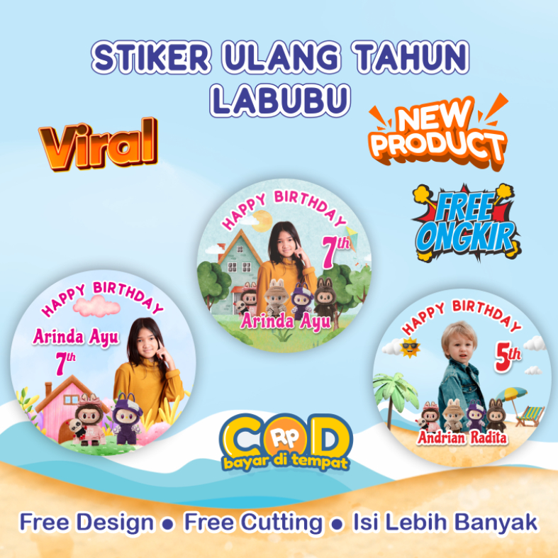 Labubu Custom Birthday Stickers, Labubu Children's Birthday Photos ...