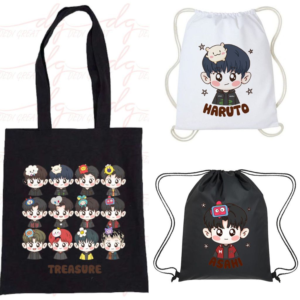 Totebag Drawstring Bag Treasure Truz Chibi Fanart Kpop Korea Cute ...