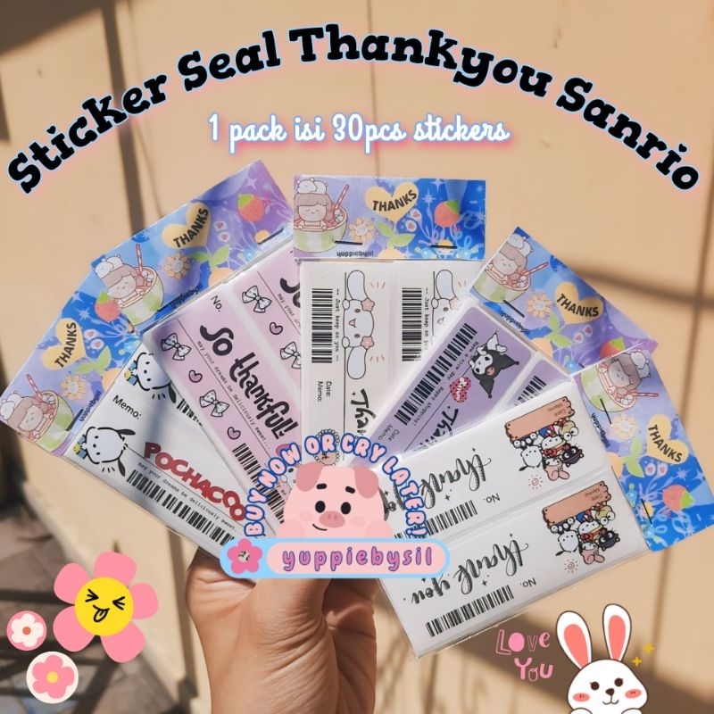 (Fill 30pcs) Thankyou Sanrio Seal Sticker|Freebies Sticker|Thankyou ...