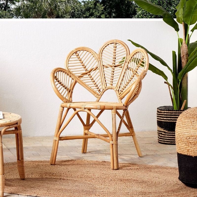 Natural rattan aesthetic chair leaf chair | Shopee Malaysia