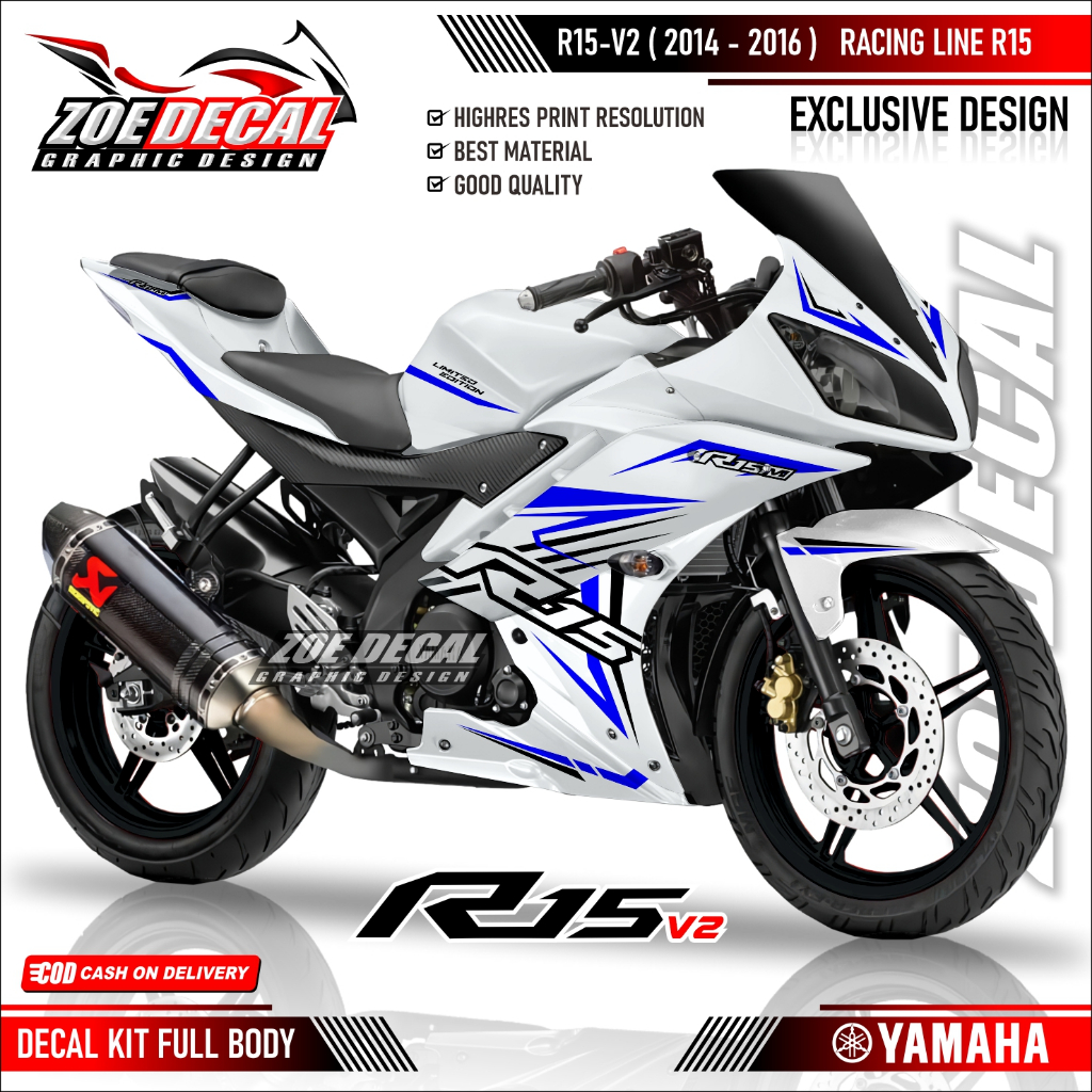 New Decal Sticker FULL BODY Yamaha r15 V2 Livery racingline r15 ...