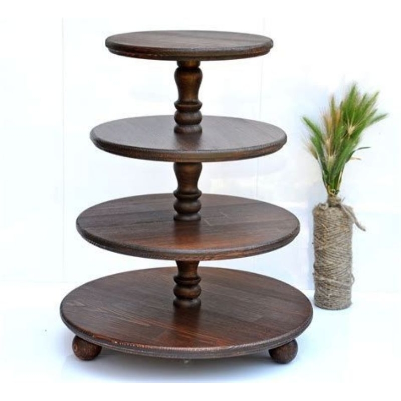 KAYU Cake tier 4-tier Teak Wood Cake Holder | Shopee Malaysia
