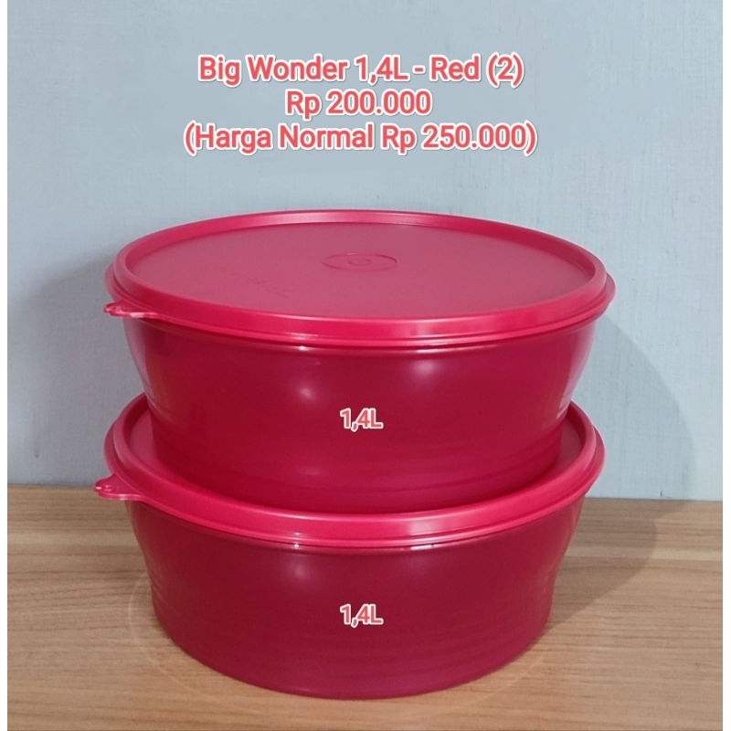 Warehouse CLEARANCE Big wonder tupperware red 1.4 liters | Shopee Malaysia