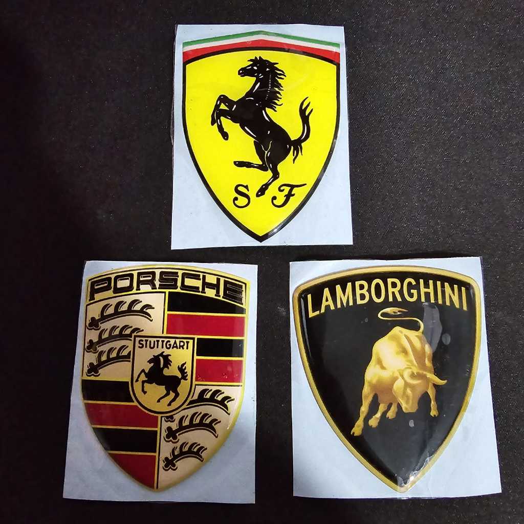 Ferrari EMBLEM STICKER LAMBORGHINI 3D PORSCHE STICKER embossed | Shopee ...