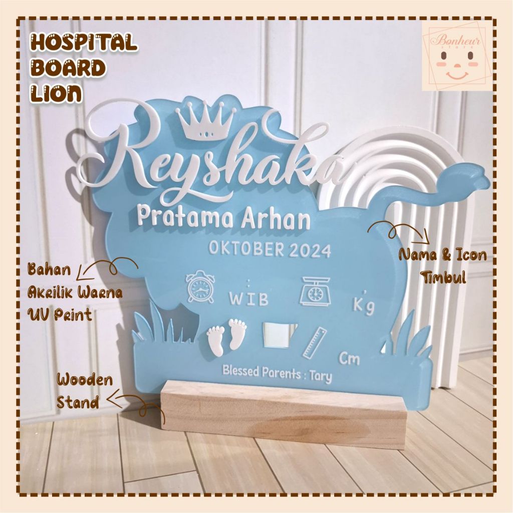 19. Lion BOARD / LION HOSPITAL BOARD / ACRYLIC BABY BIRTH IN LION SHAPE ...