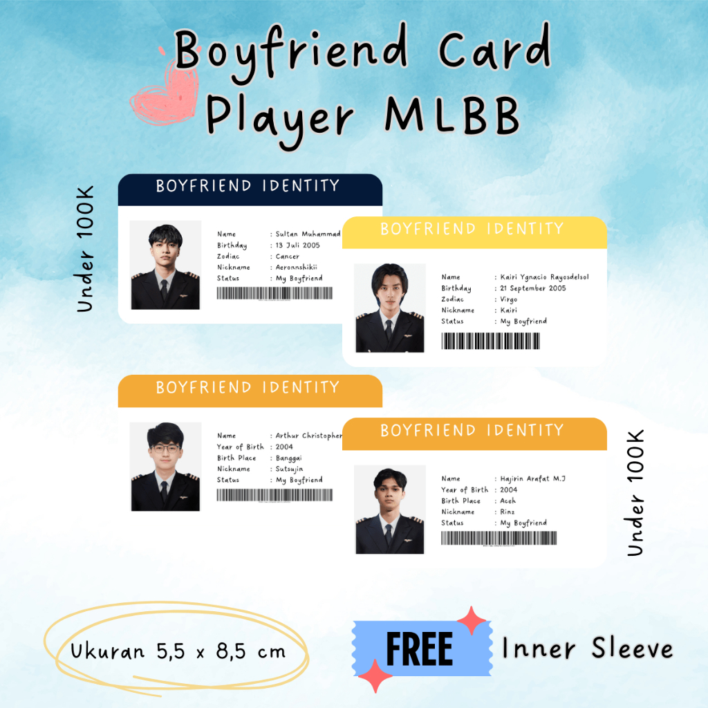 Id Boyfriend Card MLBB Player (Courer, Aeron, Sutsujin etc.) | Shopee ...
