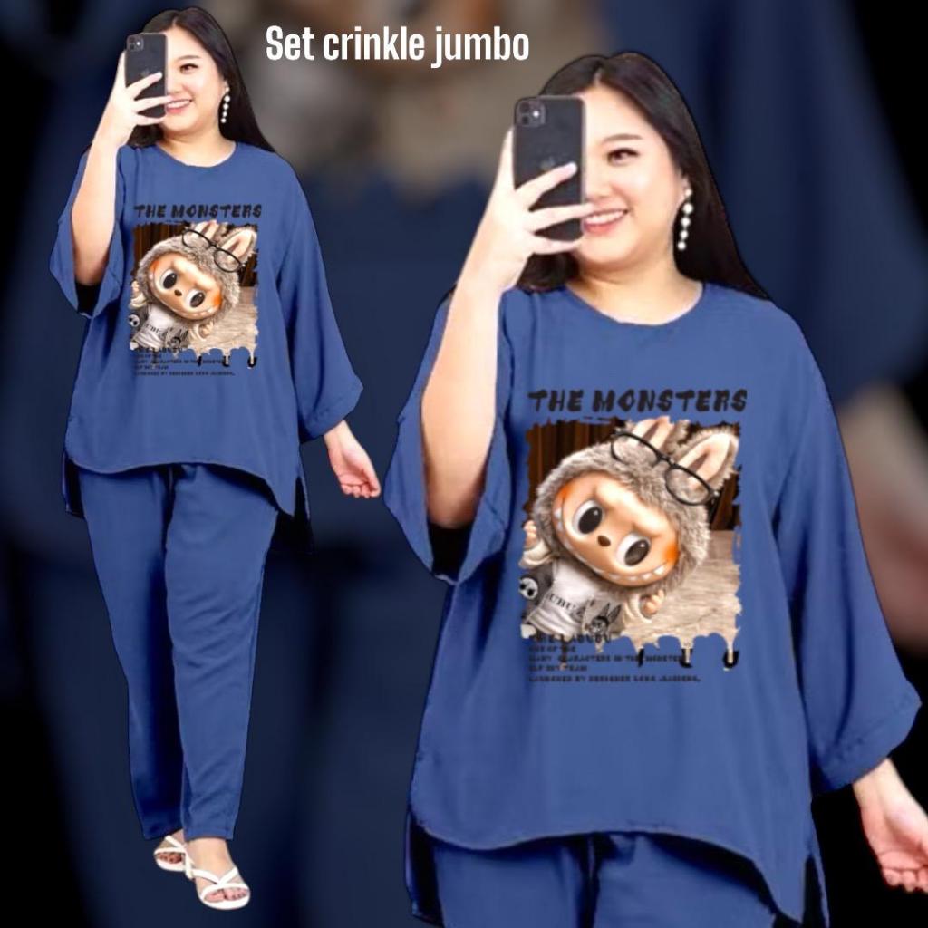 Crinkle labubu jumbo Women's set/jumbo Women's set | Shopee Malaysia