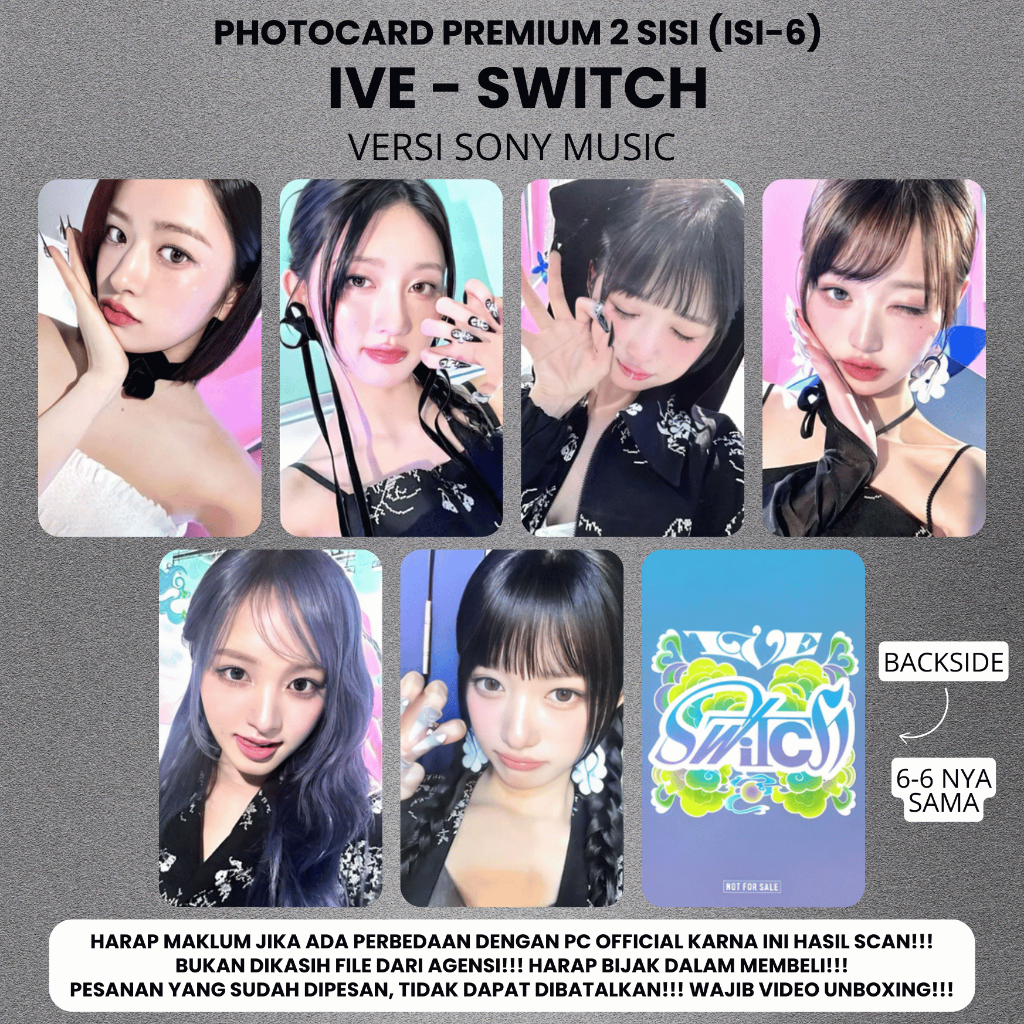 (CONTAINS 6 PCS) Photocard IVE SWITCH - HEYA ACCENDIO PC Premium 2 Sides Kpop Card Merch ...