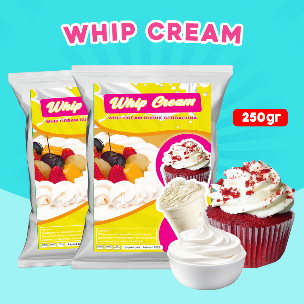 Whip CREAM TOPPING PREMIUM 250g / WHIP CREAM POWDER 250g / WHIPPED ...