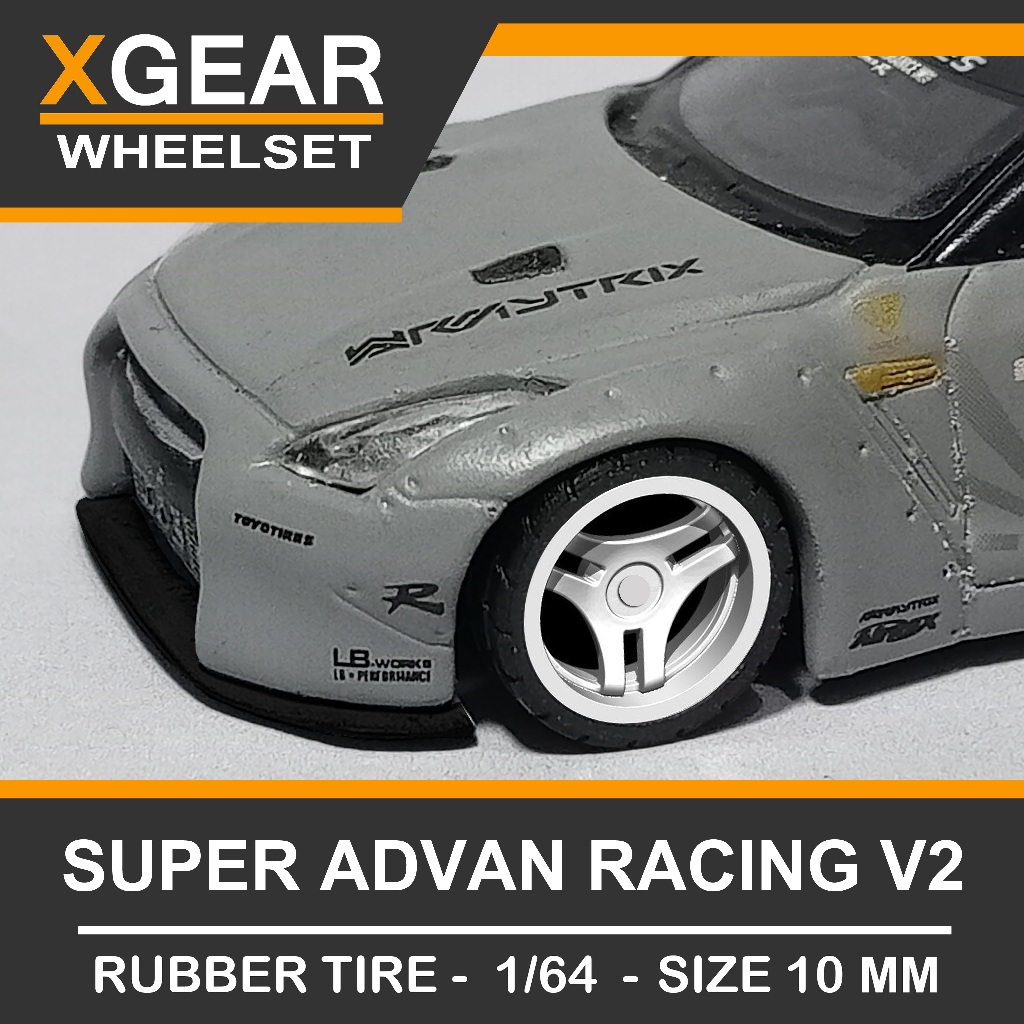 Hotwheels Rubber Tires diecast 1:64 Xgear Rims SUPER ADVAN RACING V2 ...