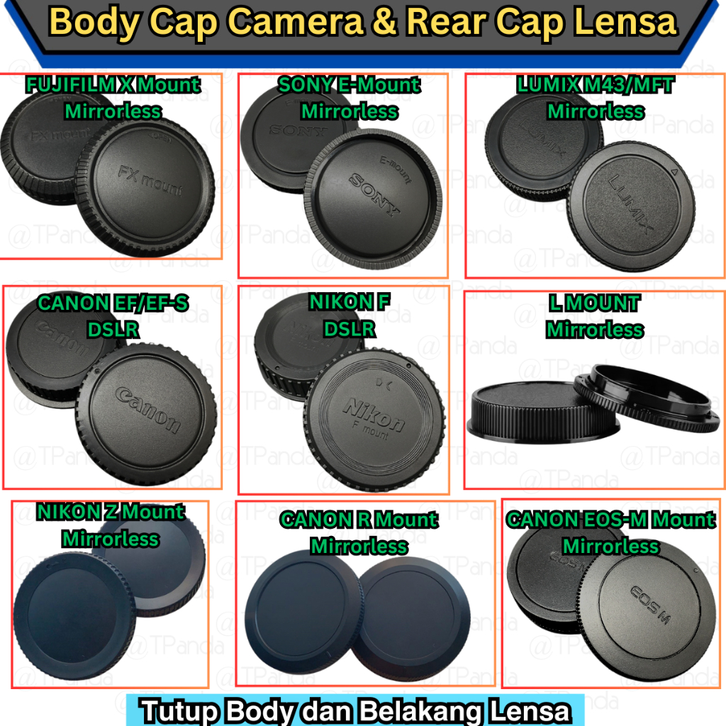 NIKON PANASONIC LEICA CANON Body CAP Camera & REAR CAP Lens, Mirrorless ...