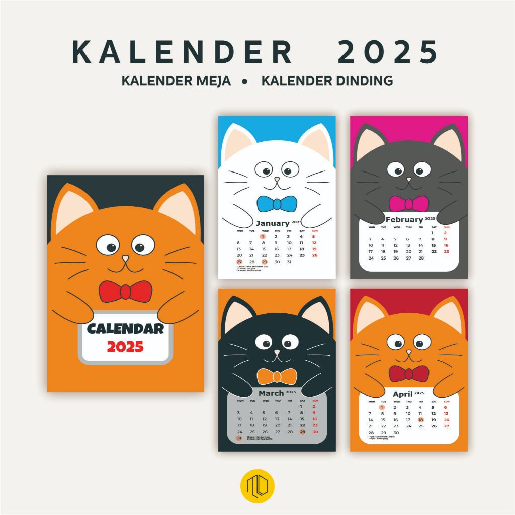 Kalender 2025 Aesthetic Motif Kucing / Kalender Motif Kucing 2025 ...