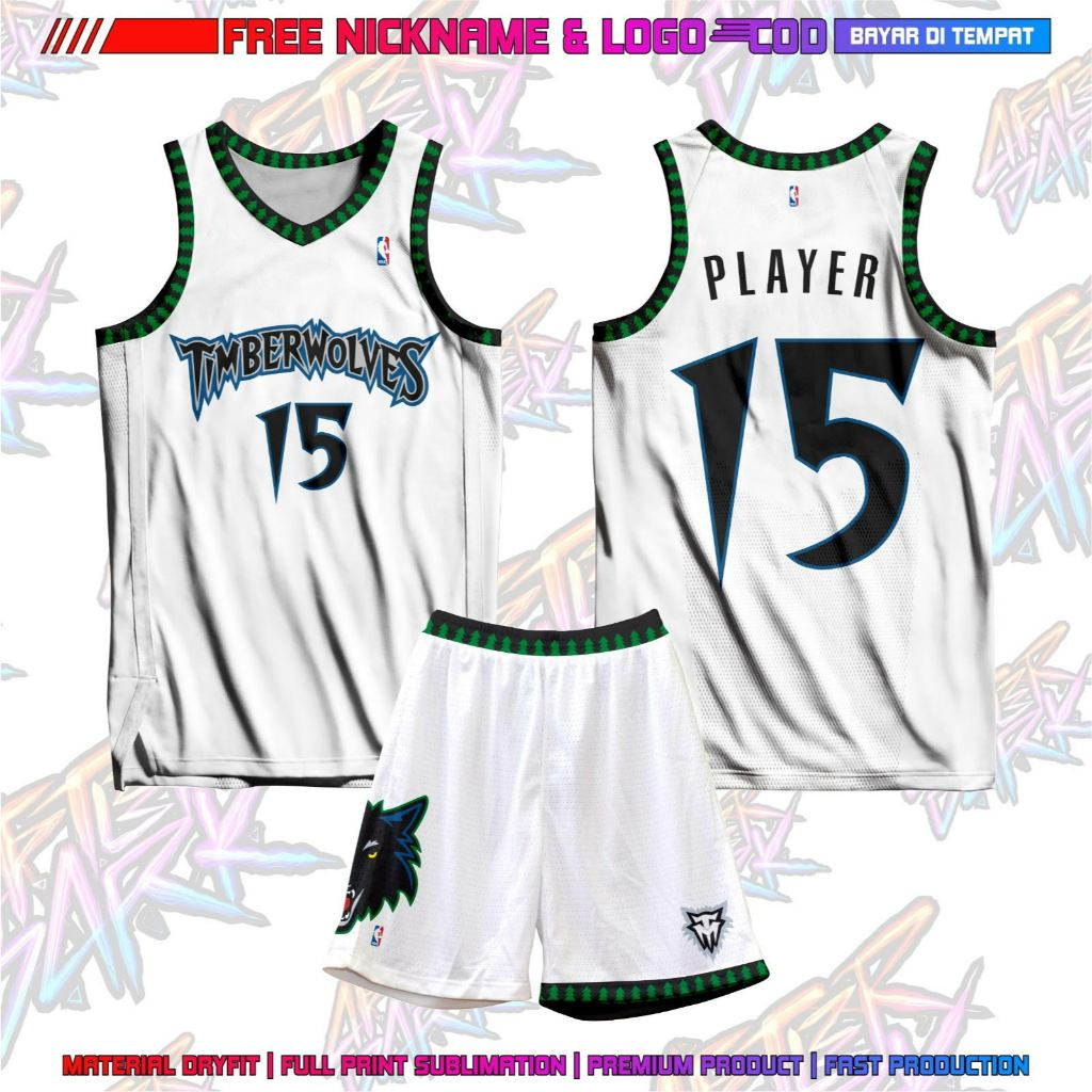 PUTIH White WOLVES Basketball Sports jersey Free Install Name | Shopee ...