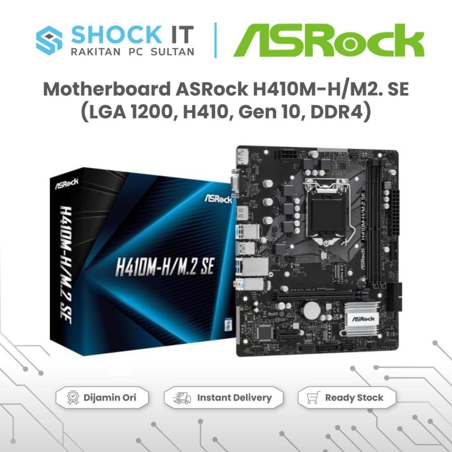 Asrock Motherboard H410M-H/M.2 SE DDR4 LGA1200 VGA HDMI DP H410 MH ...
