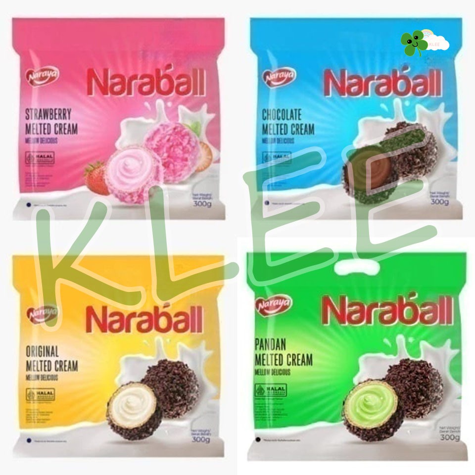 Naraya NARABALL Wafer Ball Biscuit Original Chocolate Strawberry Pandan ...