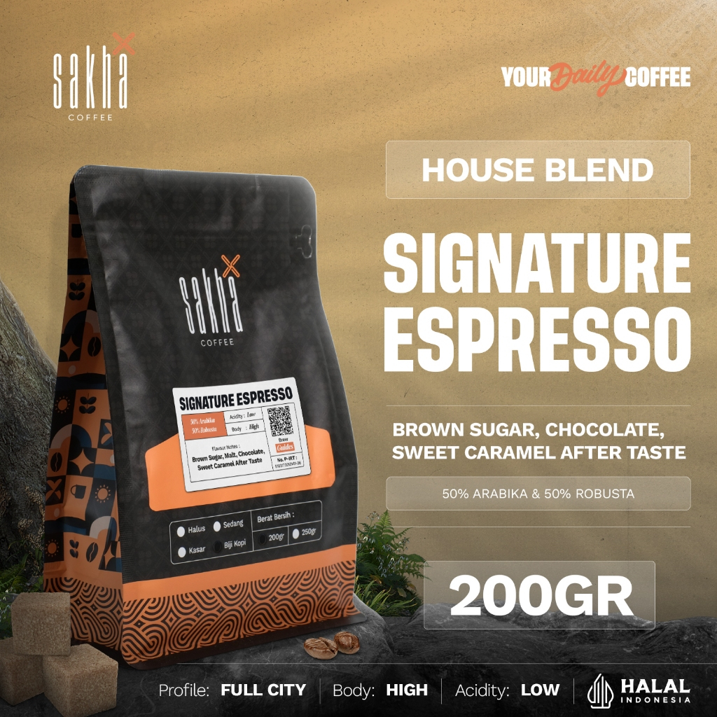 Coffee Bean Powder Signature Espresso House Blend 50% Arabica 50% ...