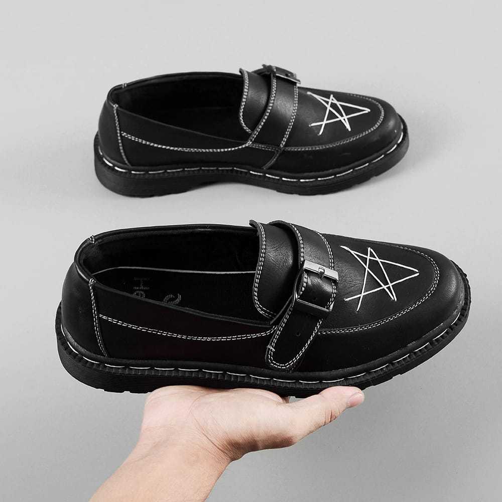 Starlight Men's Leather Penny Loafers Shoes Black/Star Burn Men's Penny ...