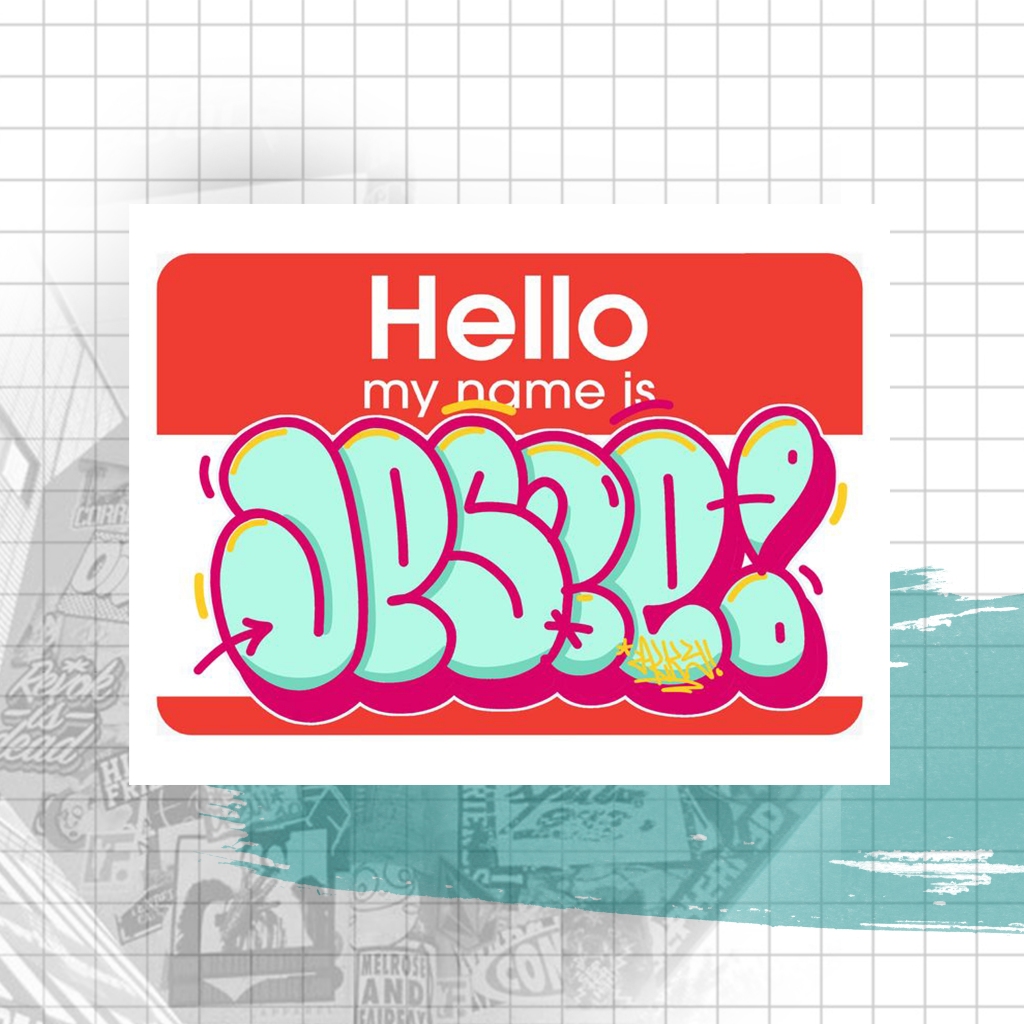 Big Sticker | Custom Graffiti Throw Up Sticker Premium | Hello My Name ...