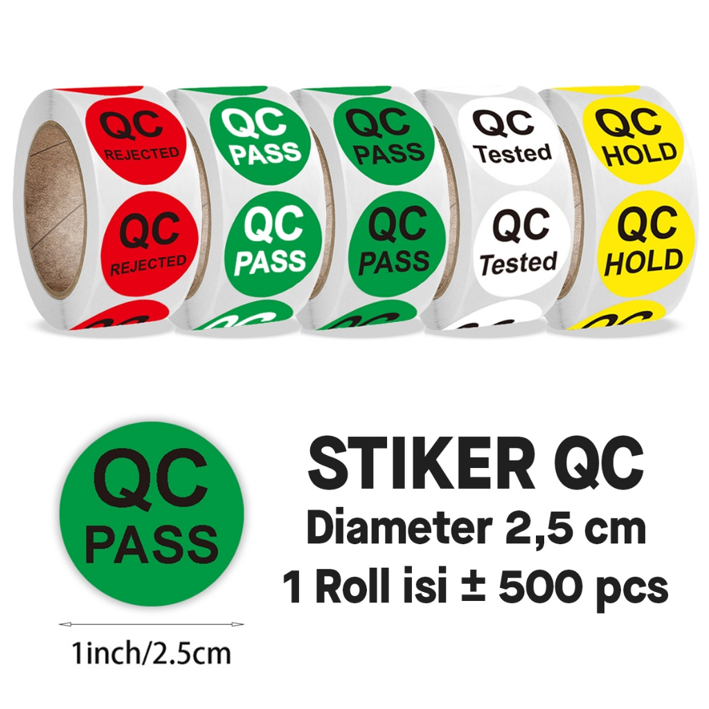 QC Passed Tested Rejected Sticker Label Round 2.5 cm (500pcs/ Roll ...