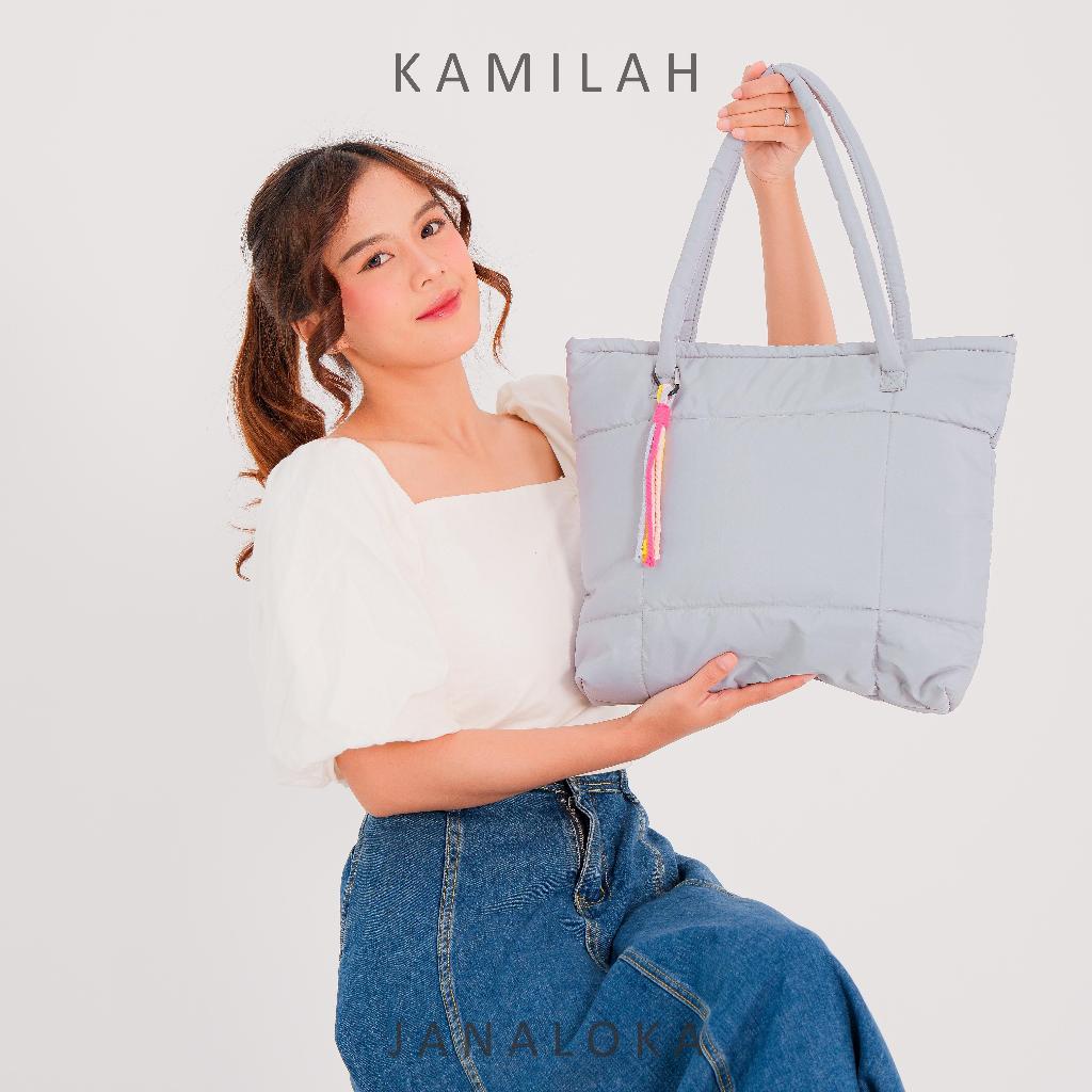 Janaloka Kamilah | Women's Tote Bag | Puffy Bag |Shoulder Bag | Zipper ...