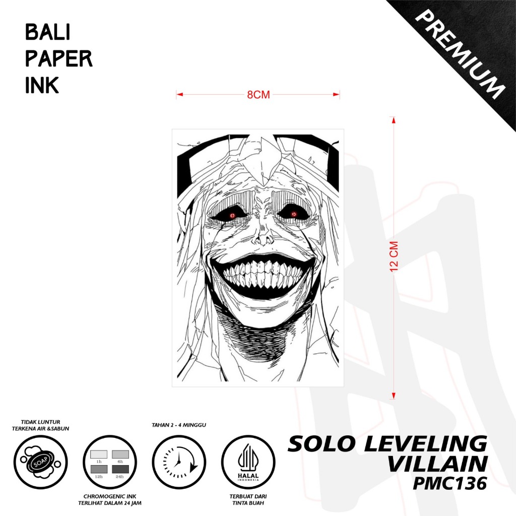 Pmc136 Solo Leveling Villain Tattoo Temporary Premium Fruit Ink Bali ...
