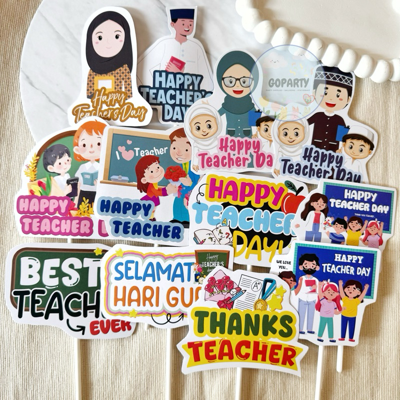 Cake TOPPER HAPPY TEACHER DAY TEACHER'S DAY CAKE DECORATIONS | Shopee ...