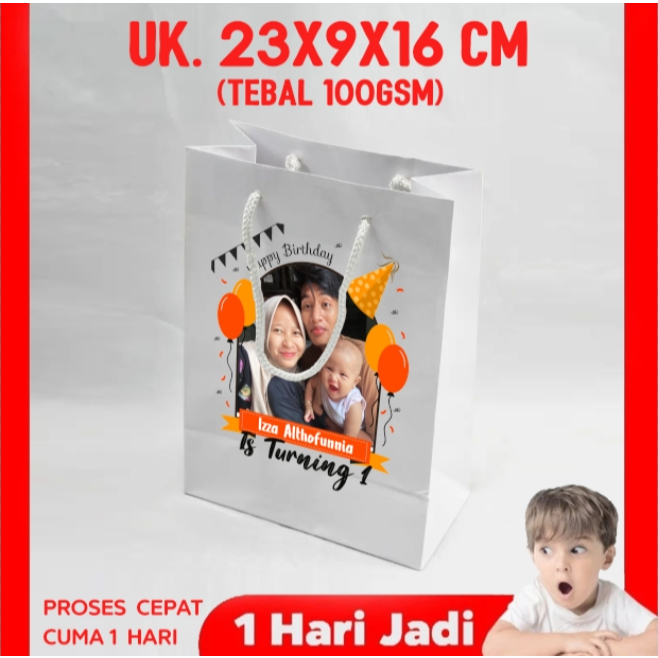 (FULL Color) FREE DESIGN Medium Children's Birthday Bag 23x9x16 CM ...