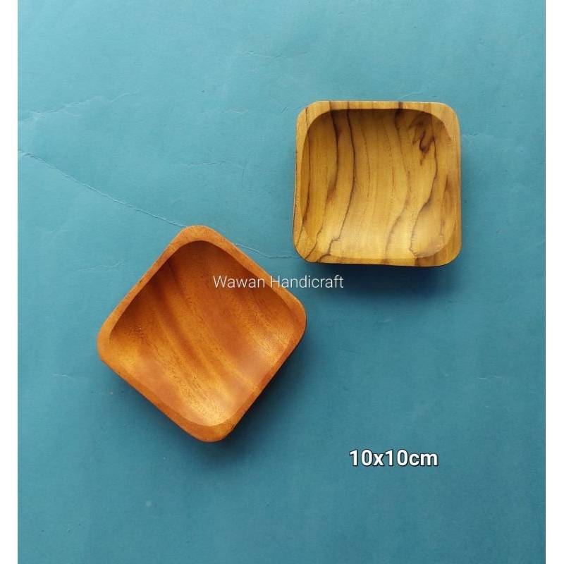 KAYU Wooden plate/serving plate/sauce plate/chili sauce/plate/square ...