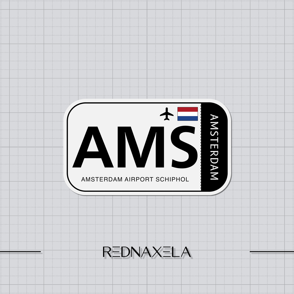 Vinyl Sticker Amsterdam Airport Schiphol Code AMS Sign Sticker | Shopee ...