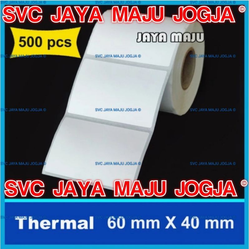 500 PCS/ROLL THERMAL LABEL 60X40 60 X 40 THERMAL TOP COAT - 1 LINE ...