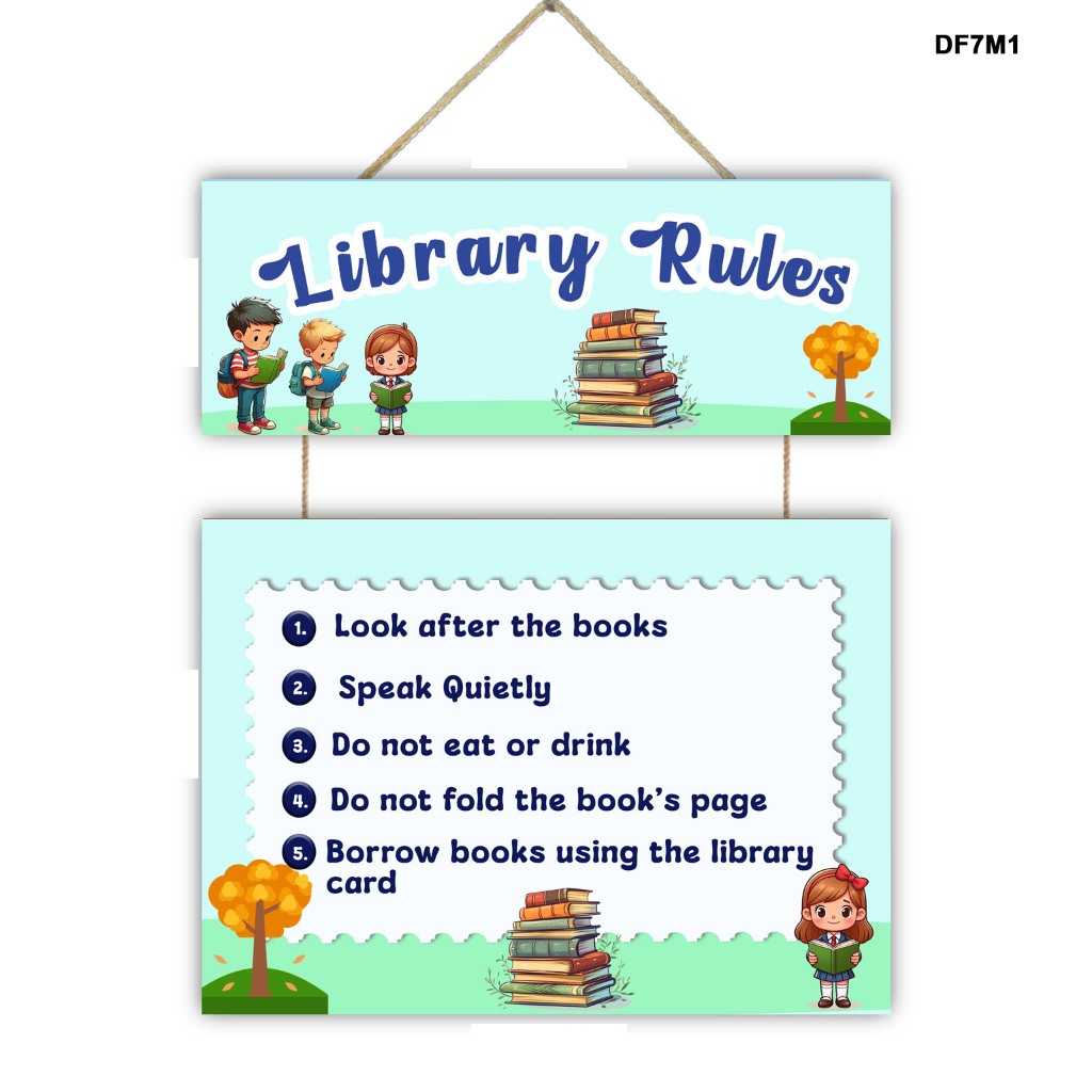 HIASAN DINDING GANTUNGAN Library RULES wall decoration 2 layers of ...