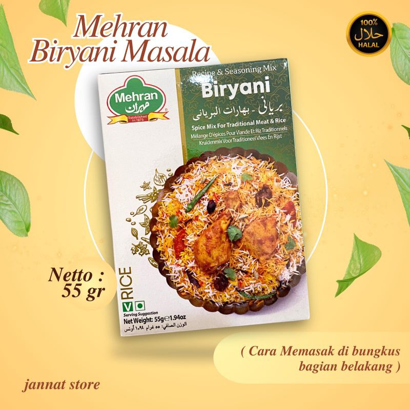 Mehran Biryani Recipe & Seasoning Mix Original Saudi Arabia 55gram ...