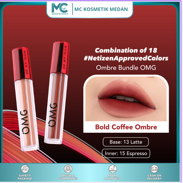 Omg-ombre Lips Package OMG Oh My Glam Matte Kiss Lipcream Contains 2 ...