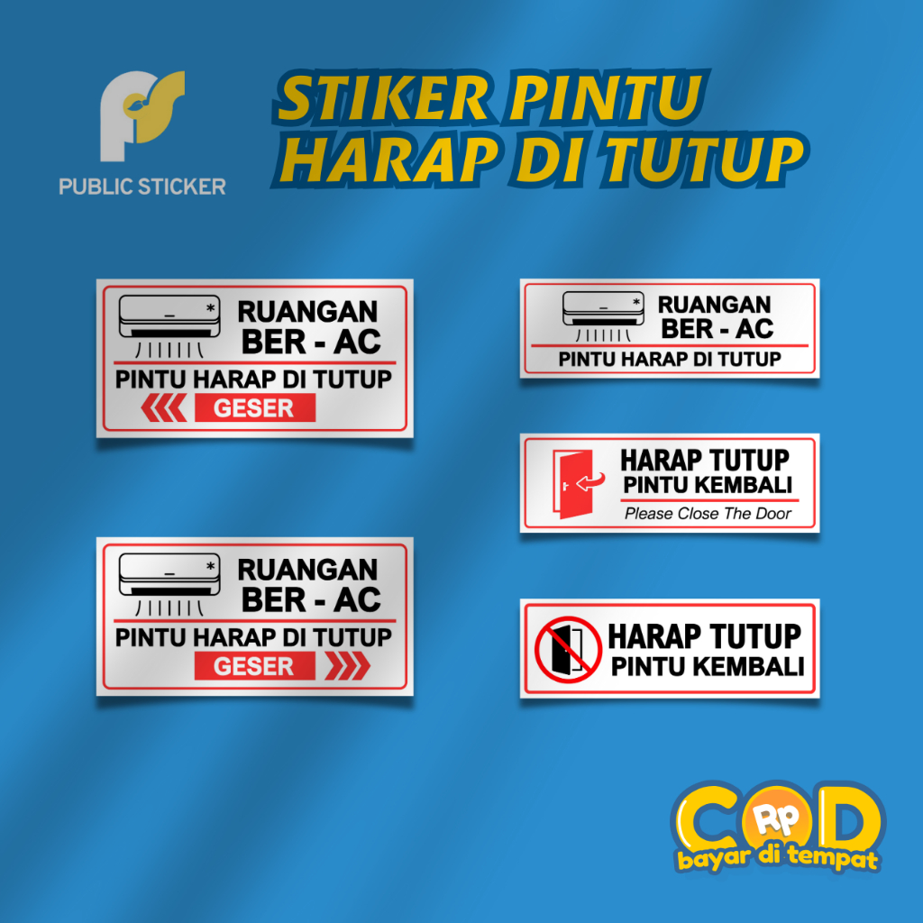 Door CLOSE STICKER | Ac ROOM STICKER | Back DOOR CLOSE STICKER ...