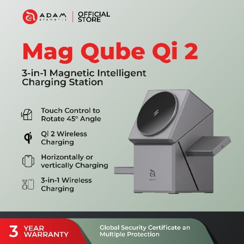 Adam Elements - Mag Qube Qi2 3-in-1 Intelligent Charging Station ...