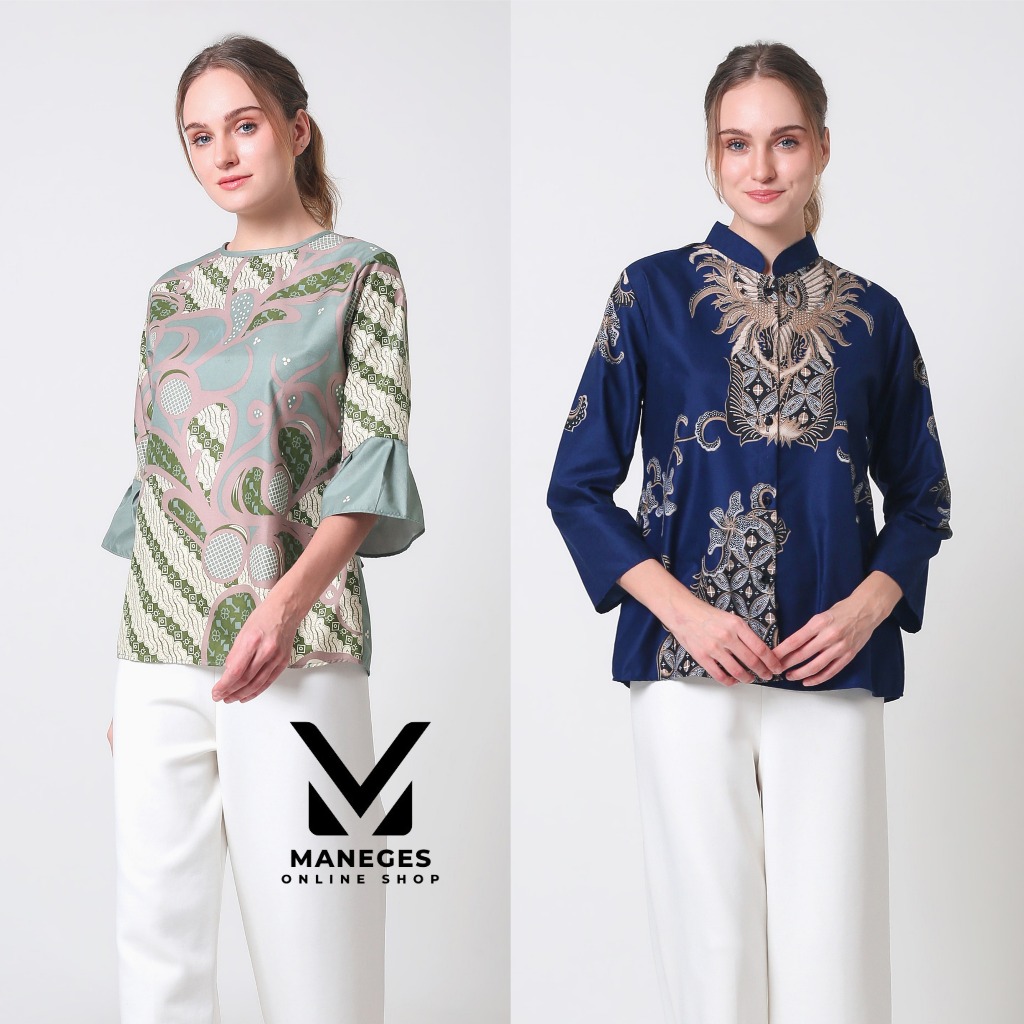KEMEJA Modern Women's Batik Work Tops || Office Uniform Blouse || Women ...