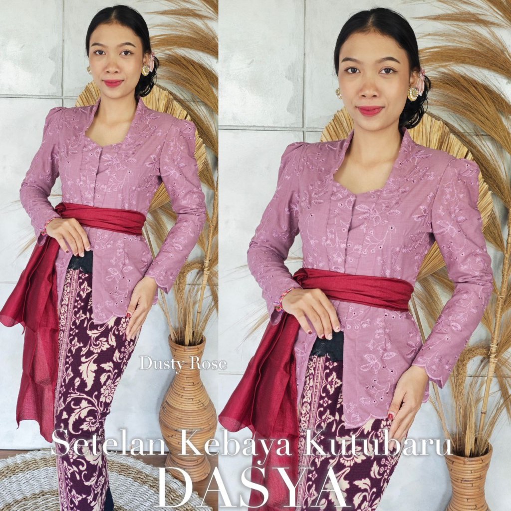 Long Sleeve Dasya's Polararu Kebaya Suit and Stretch Knit Skirt Bottom ...