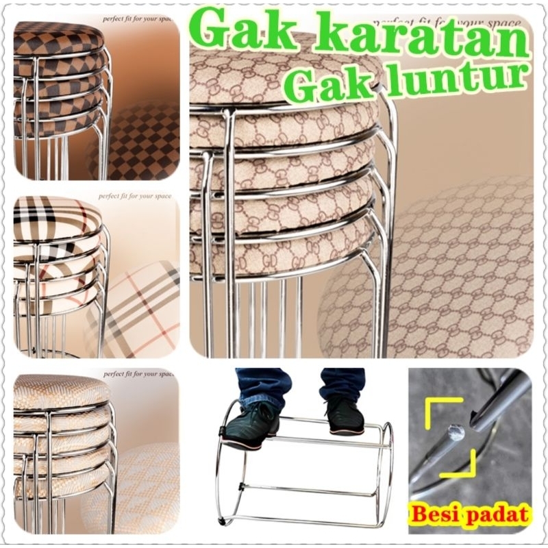 Iron oreo chair, high meatball chair, minimalist work chair | Shopee ...